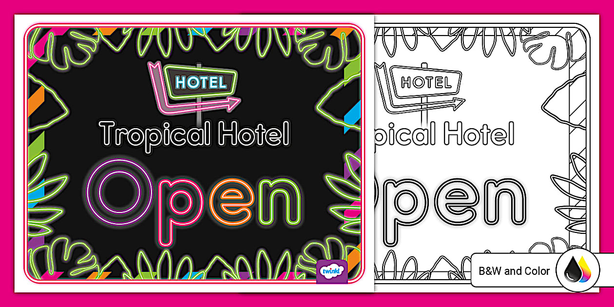 Tropical Hotel Dramatic Play Open Sign (teacher made)