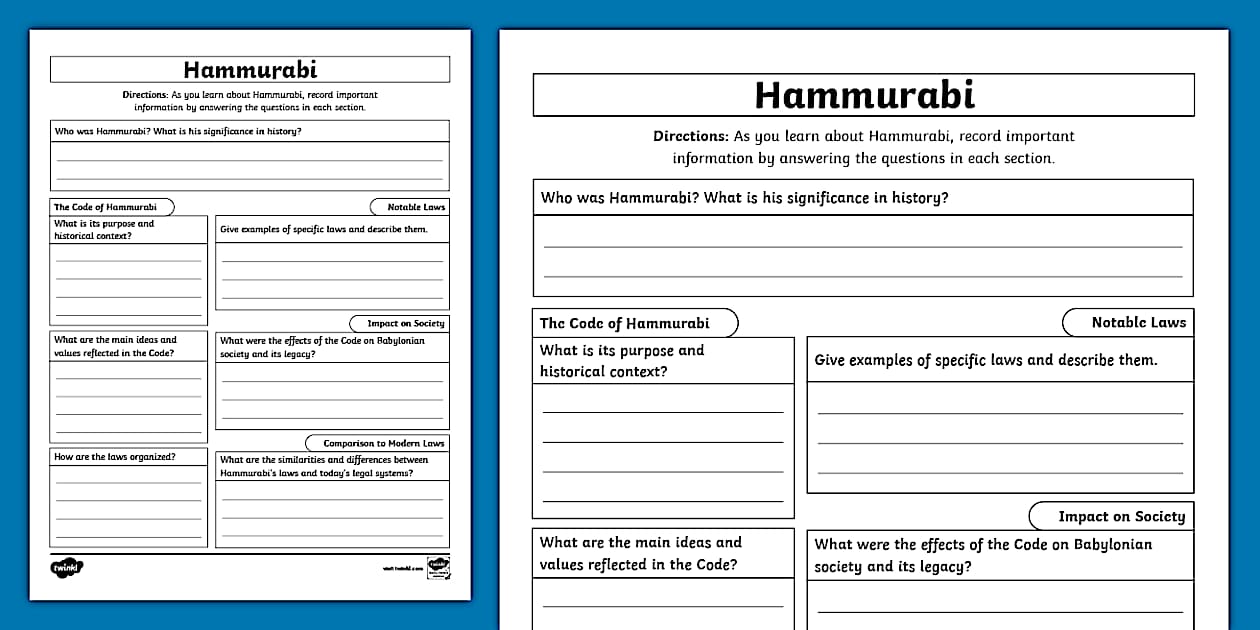 Sixth Grade Hammurabi Graphic Organizer (teacher made)