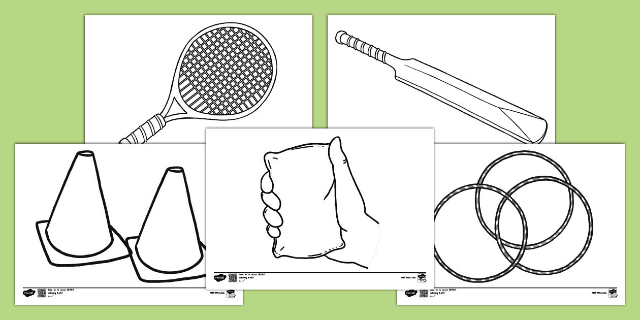 sports equipment Coloring Pages (Teacher-Made) - Twinkl