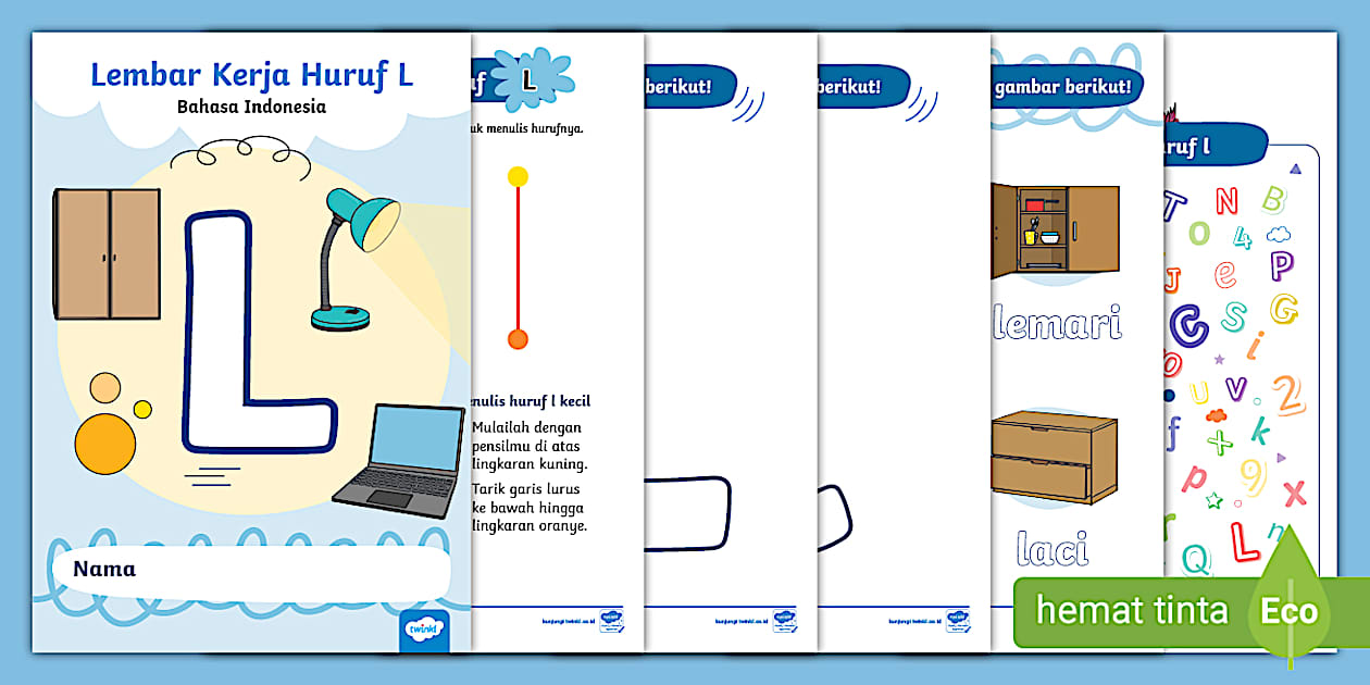 Booklet Menulis Huruf Alfabet 'L' Bahasa Indonesia - Twinkl