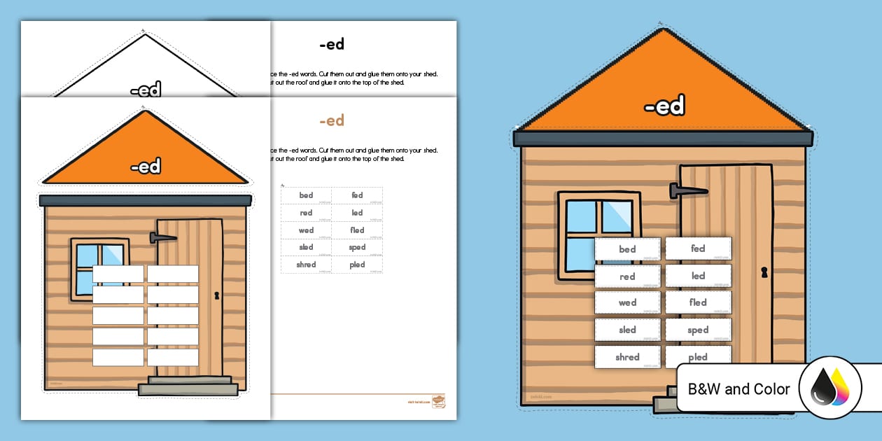 -ed Suffix Shed Craft (teacher made) - Twinkl