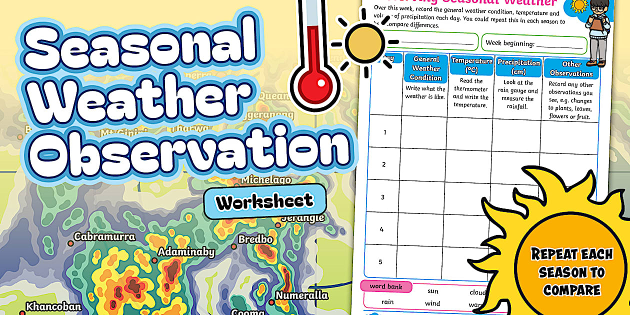 Seasonal Weather Observation Worksheet - Twinkl