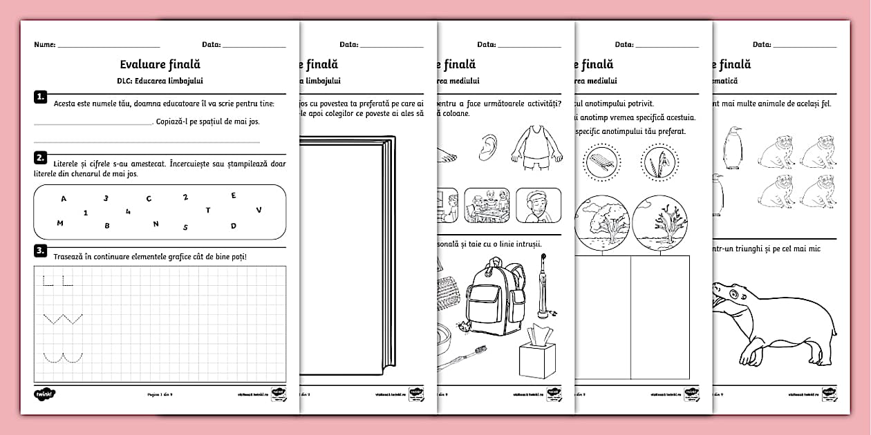 Evaluare finală grupa mijlocie – Fișe de activitate (Set 2)