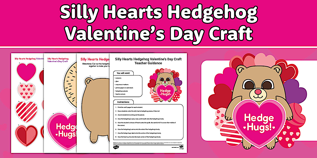 Silly Hearts Hedgehog Valentine's Day Craft
