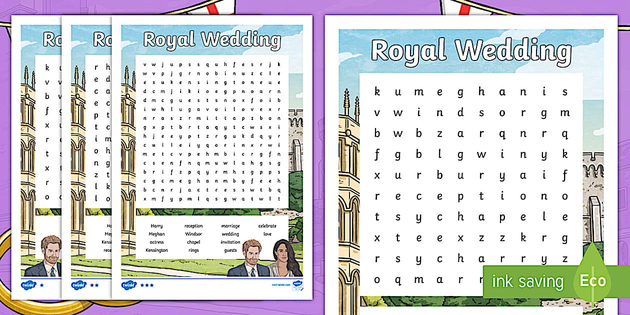 KS2 Royal Wedding Word Search - Differentiated - Twinkl