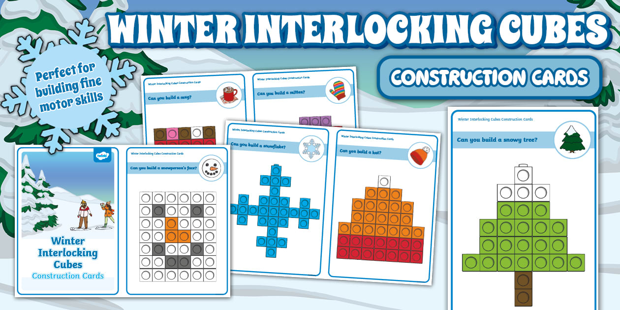 Winter Interlocking Cube Construction Cards | Twinkl