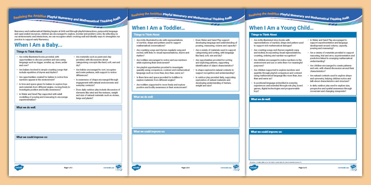 Realising the Ambition Playful Numeracy Audit - Twinkl