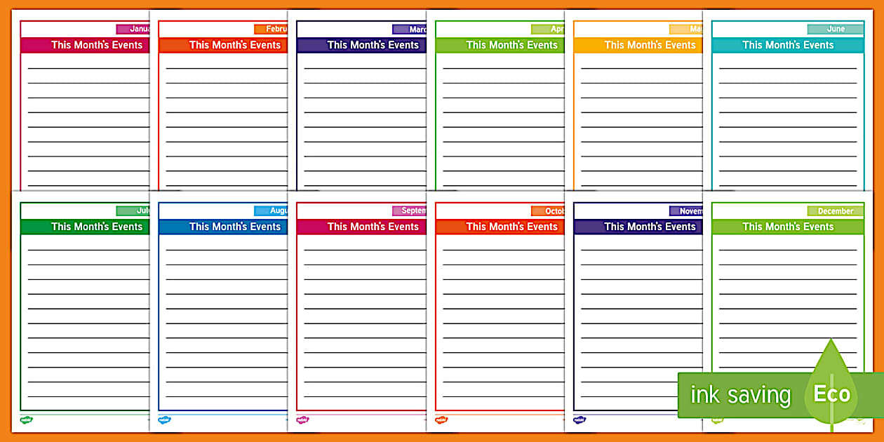 Monthly Events Page Border Pack (teacher made) - Twinkl