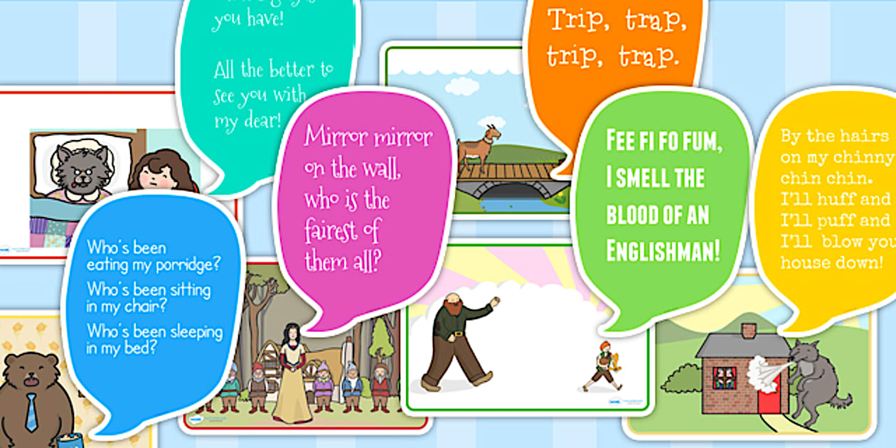 Traditional Tales Cut-out Display Speech Bubbles - trad tales display