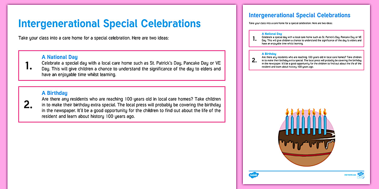 Intergenerational Special Celebration Teaching Ideas