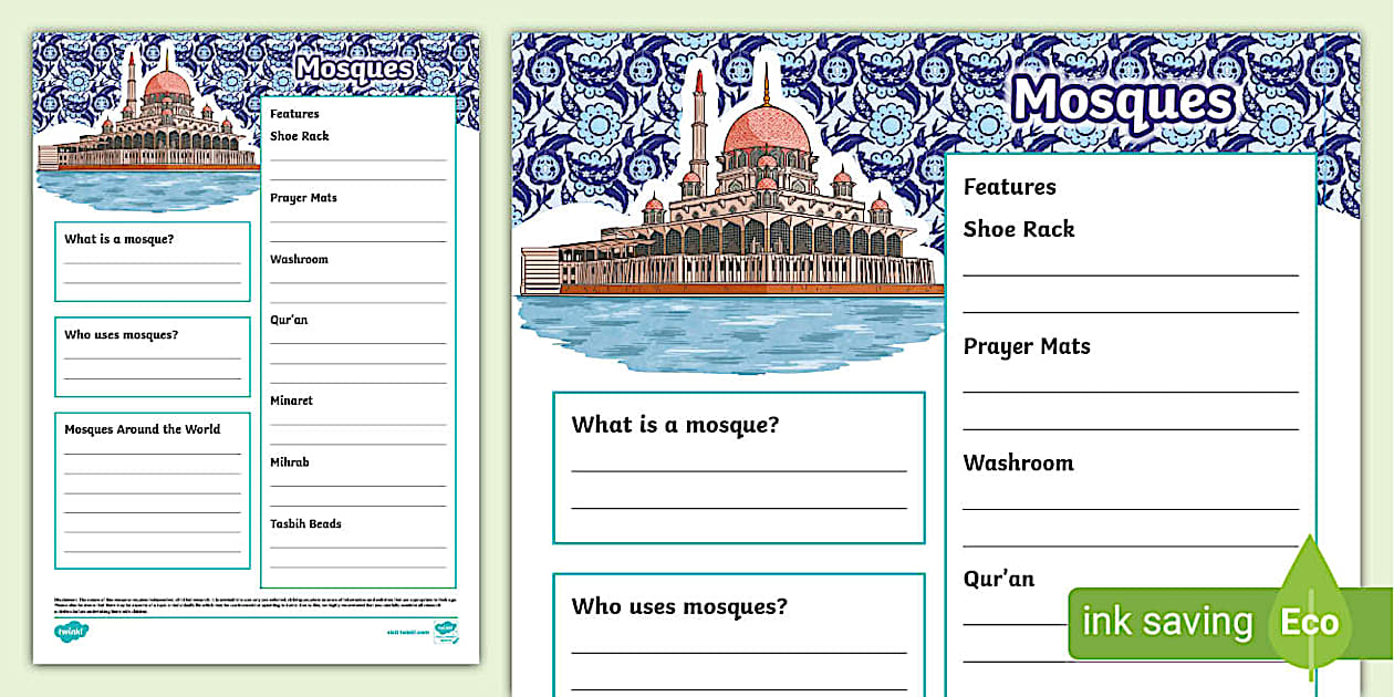 Mosques Fact File Template - Twinkl