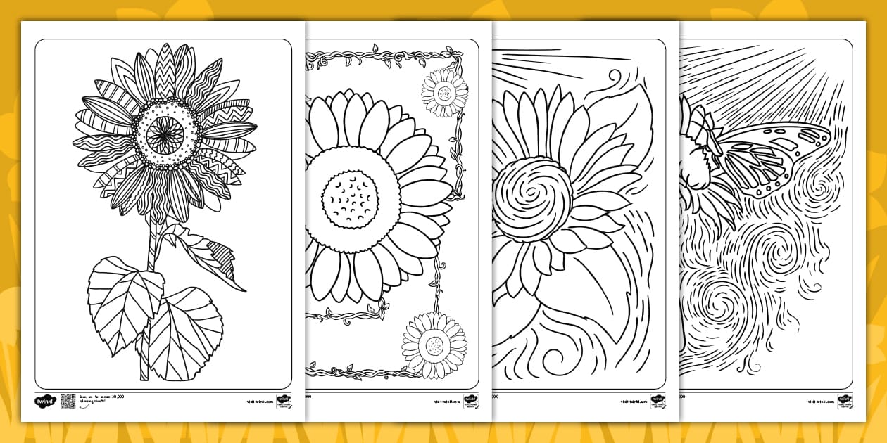 Sunflower Colouring | Free Printable Art Therapy Worksheets