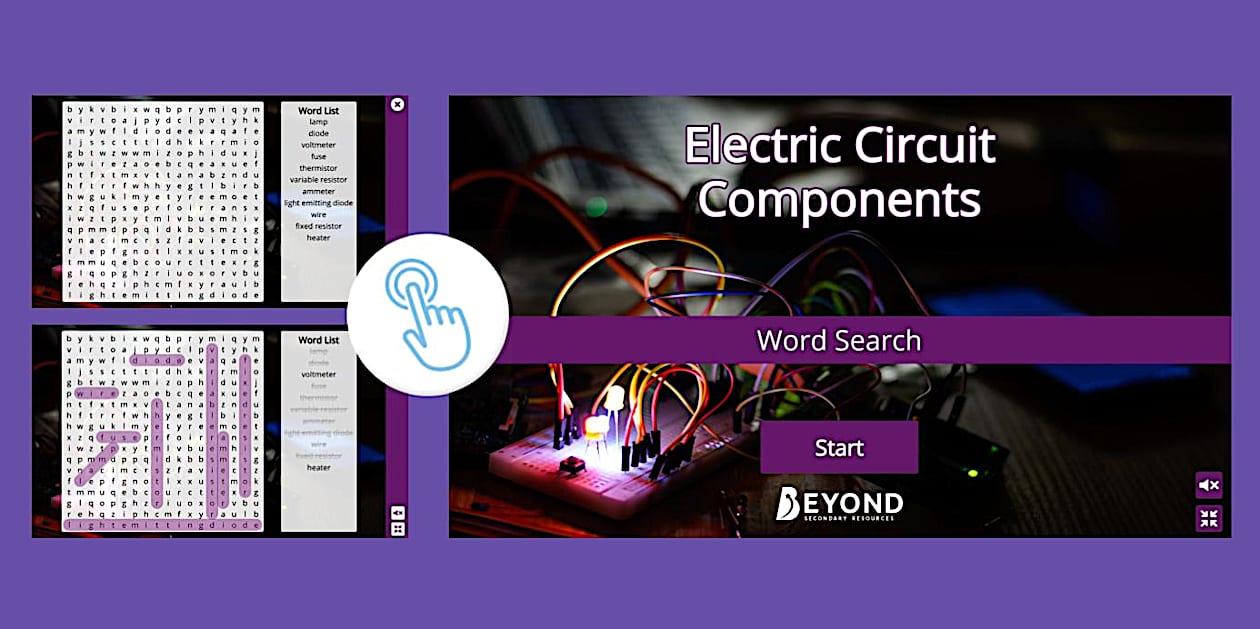Electric Circuit Components Interactive Word Search - Twinkl