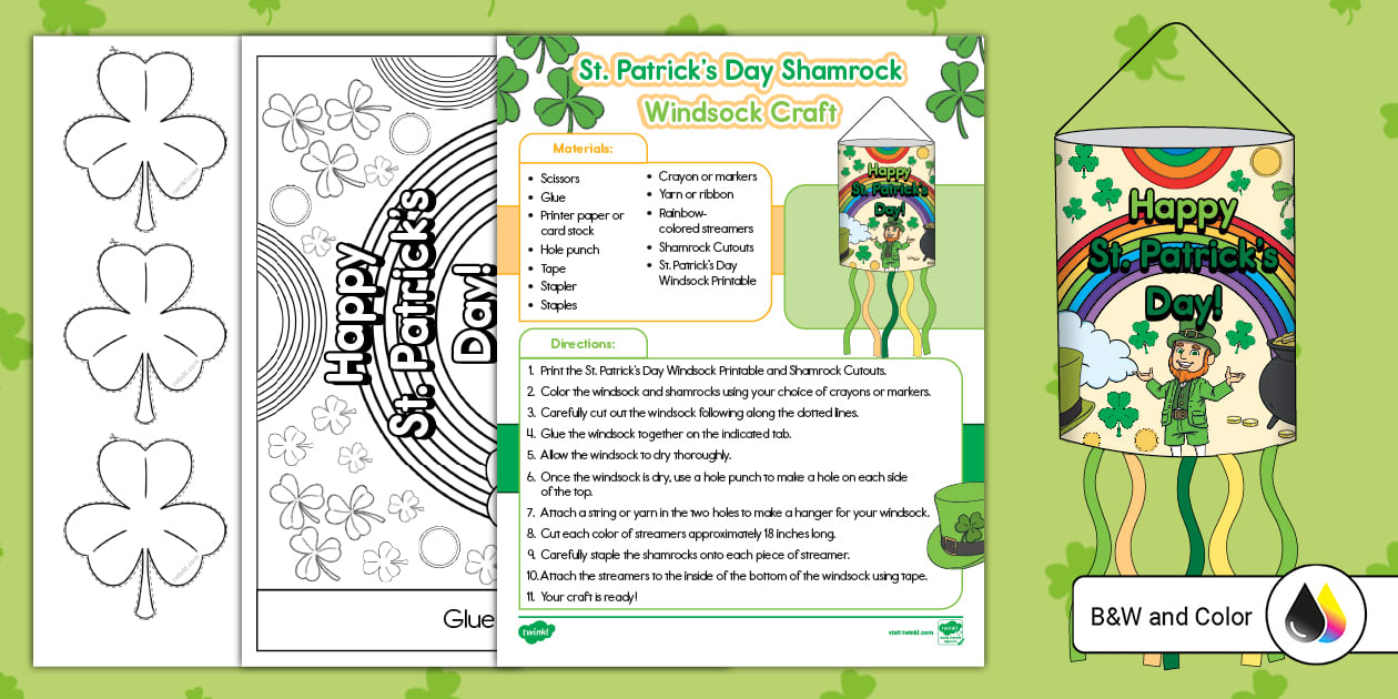 St. Patrick's Day Shamrock Windsock Craft (teacher made)