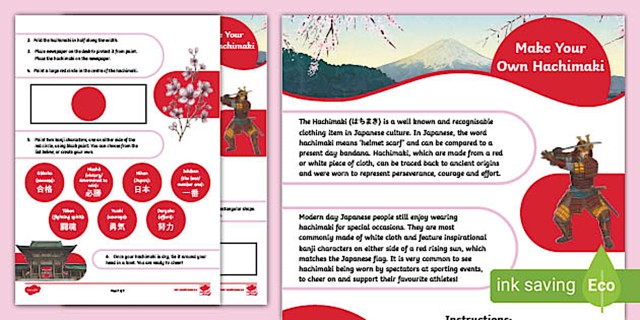 Hachimaki Craft Activity Sheet (teacher made) - Twinkl