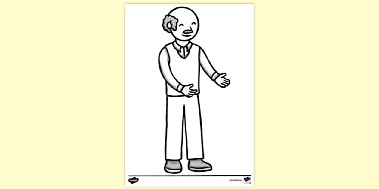 Getting On and Falling Out Old Man Colouring Sheet - Twinkl