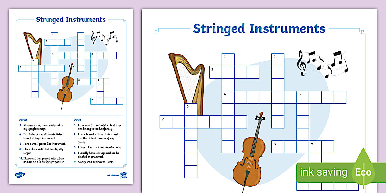 Stringed Instruments Crossword (teacher made) - Twinkl