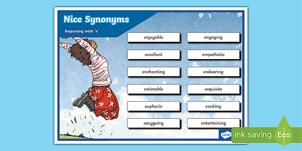 Nice Synonyms Beginning with 'e' Word Mat (teacher made)