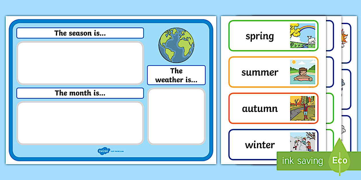 Editable Month, Weather and Season Calendar - Twinkl