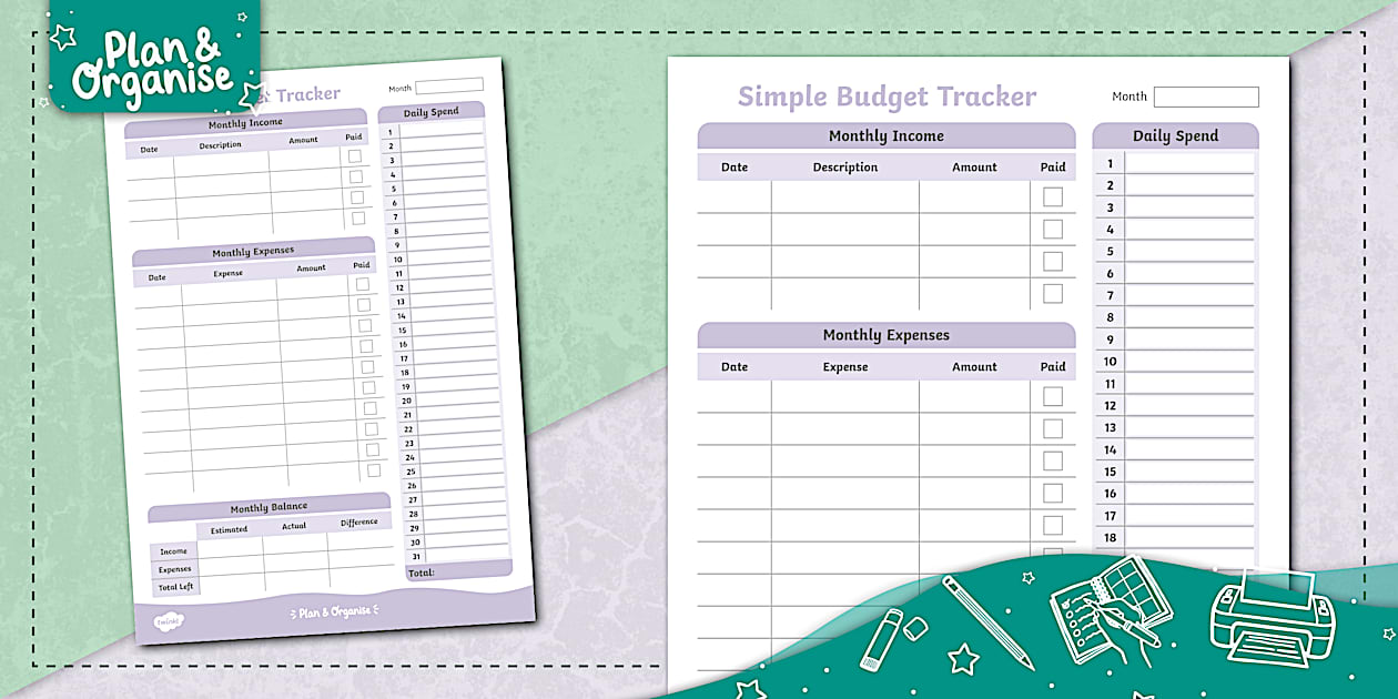 Simple Budget Tracker | Twinkl Busy Bees (Teacher-Made)