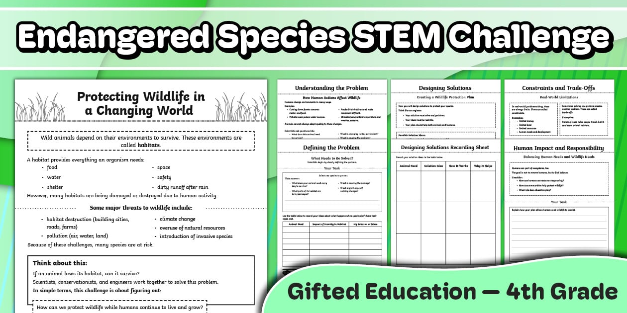 Endangered Species STEM Challenge for Gifted Education