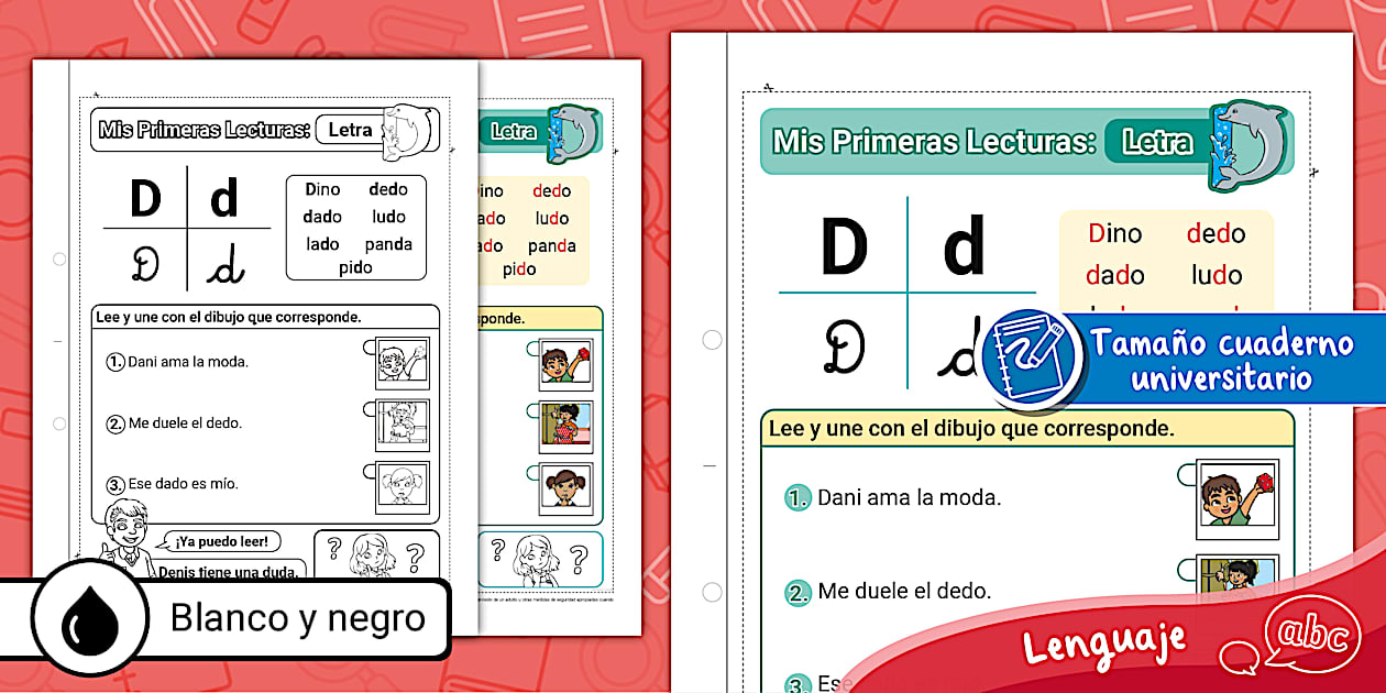 Primeras Lecturas | Lecturas Cortas | Letra D | - Twinkl