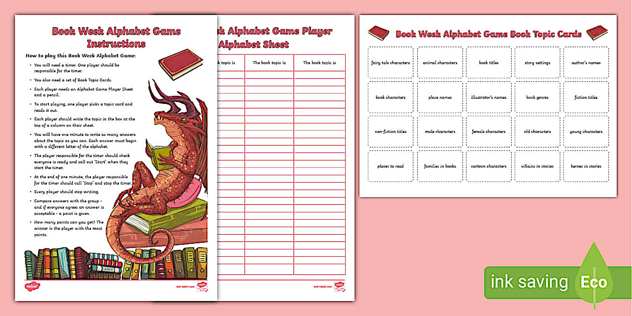 Book Week Alphabet Game (teacher made) - Twinkl