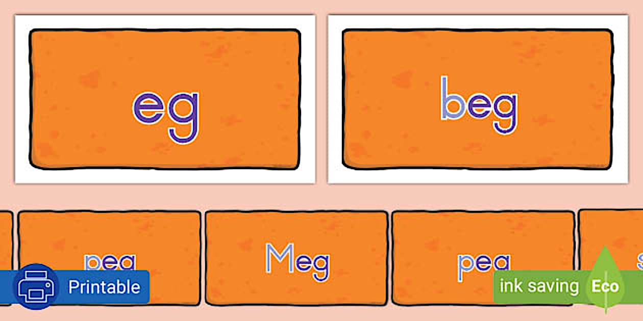 Grade 1 Phonics: -eg Word Wall Cards