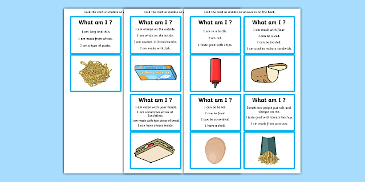 What Am I? Lunch/Dinner Guessing Game (teacher made)