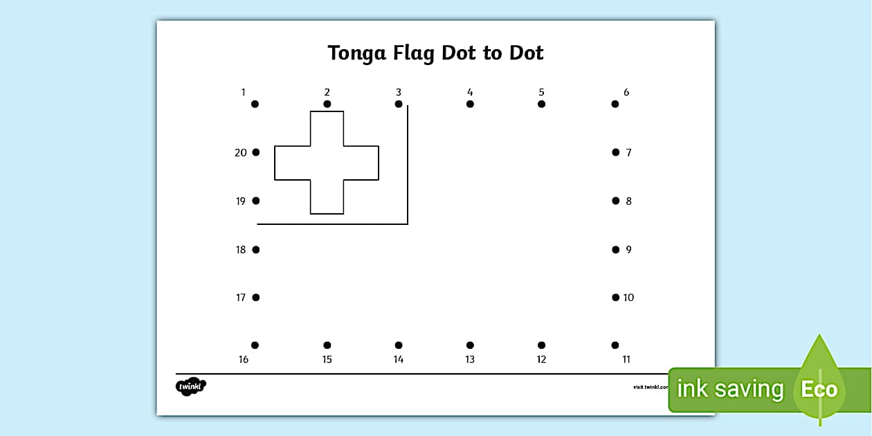 Tonga Flag Dot to Dot Worksheet | Primary Resources | Twinkl