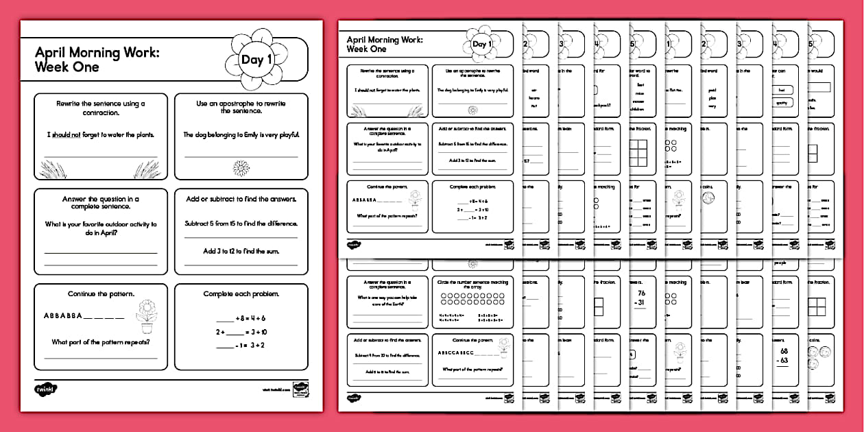 Second Grade April Morning Work Bundle (teacher made)