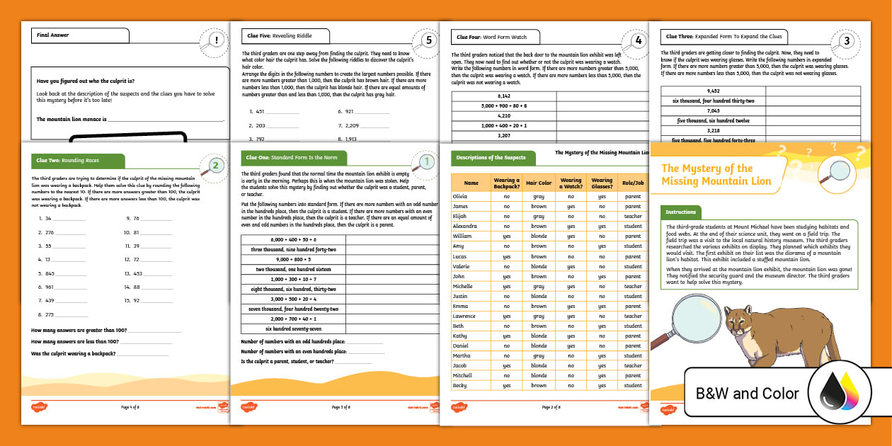 Mountain Lion Mystery | Math Place Value Project | Twinkl US