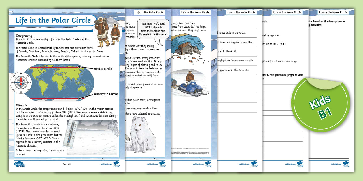 ESL Life in the Polar Circle Reading Comprehension [Kids, B1]