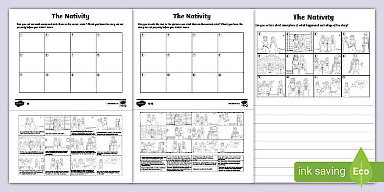 The Nativity Scene Worksheets - Differentiated Activity