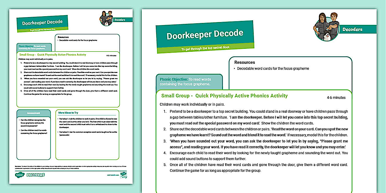 Level 6 Physically Active Phonics - Doorkeeper Decode