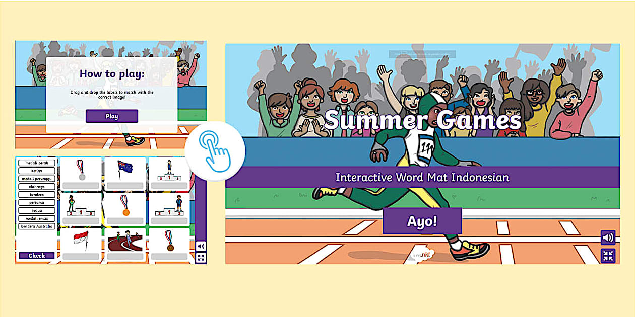 Summer Games Interactive Word Mat Indonesian - Twinkl