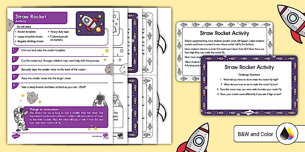 Straw Rocket Template | PDF Resource | Twinkl USA - Twinkl