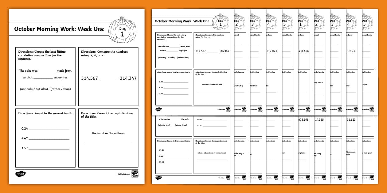 Fifth Grade October Morning Work Bundle (Teacher-Made)