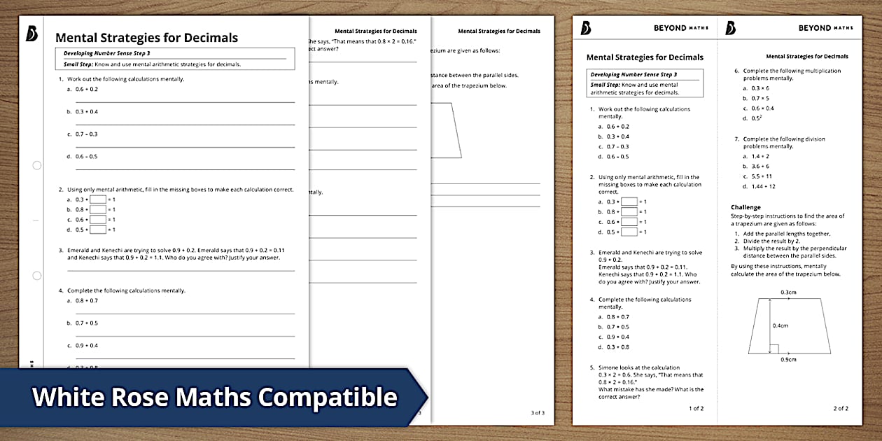 👉 Mental Strategies for Decimals (teacher made) - Twinkl