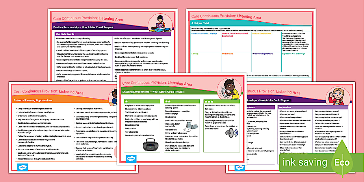 EYFS Listening Area Continuous Provision Poster Ages 3-5