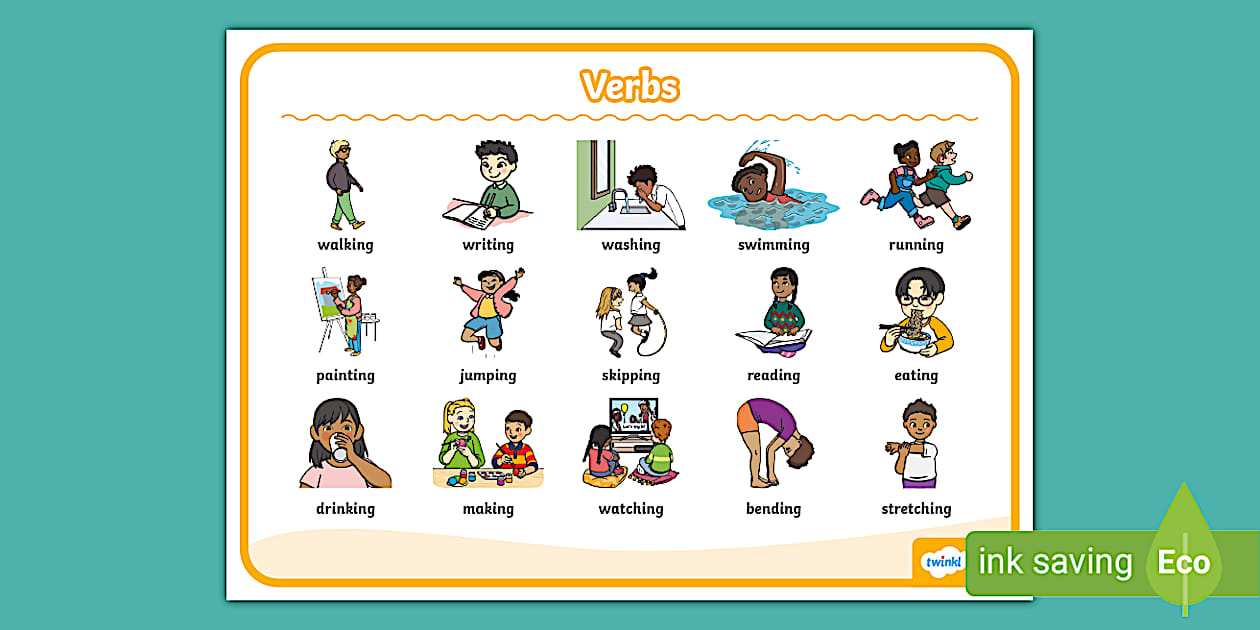 Verbs Word Mat - (teacher made) - Twinkl