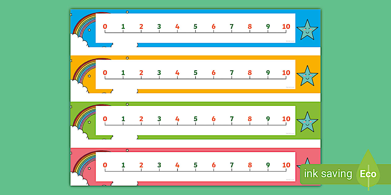 Rainbow Themed 0-10 Number Line (Hecho por educadores)