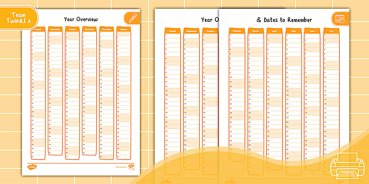 Teacher Planner | Year Overview (teacher made) - Twinkl
