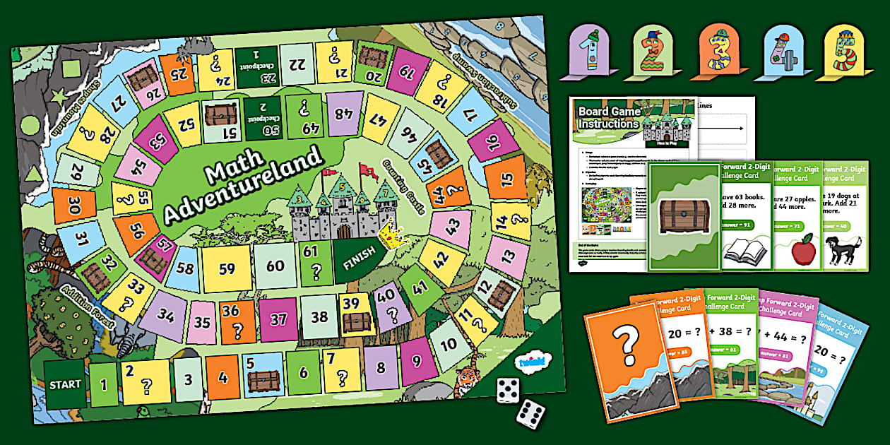 Math Adventureland Board Game Jump Forward Two Digit