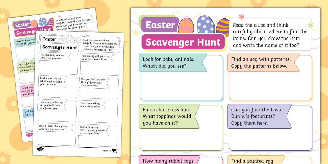 Easter Scavenger Hunt Worksheet (teacher made) - Twinkl