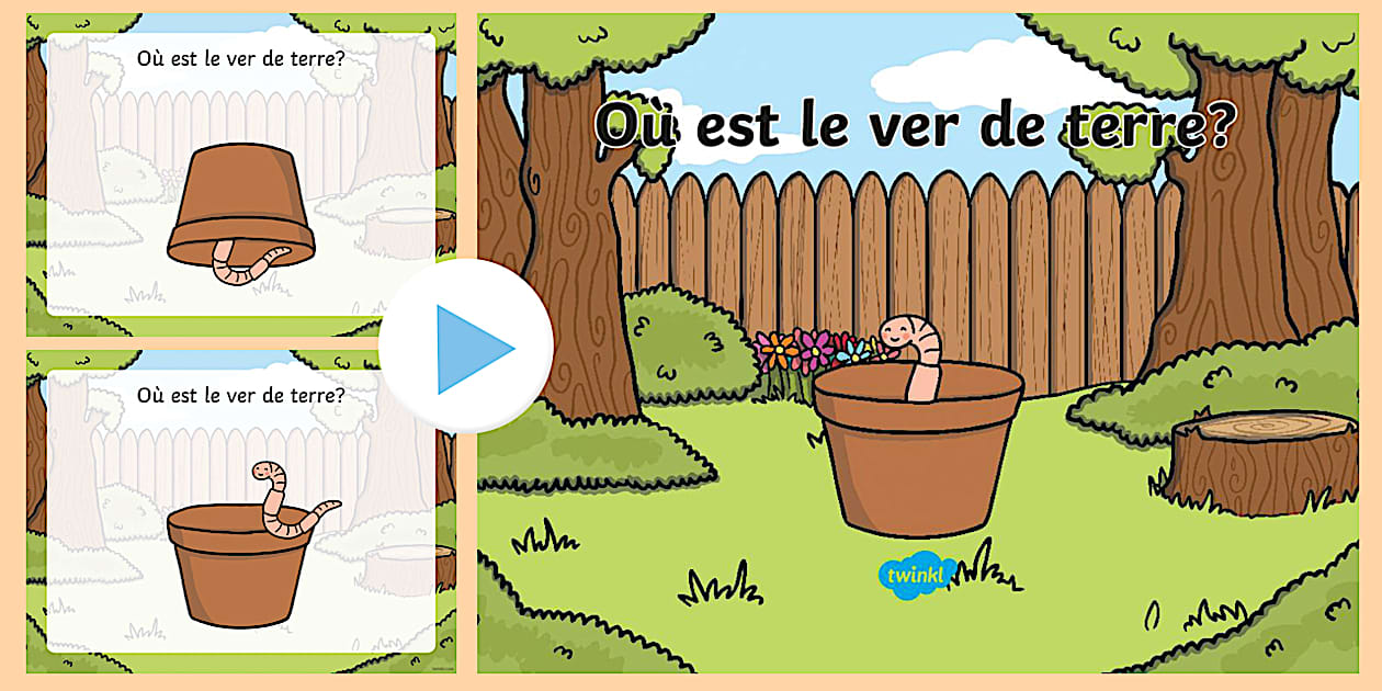 PowerPoint : Le ver de terre et les prépositions - Twinkl