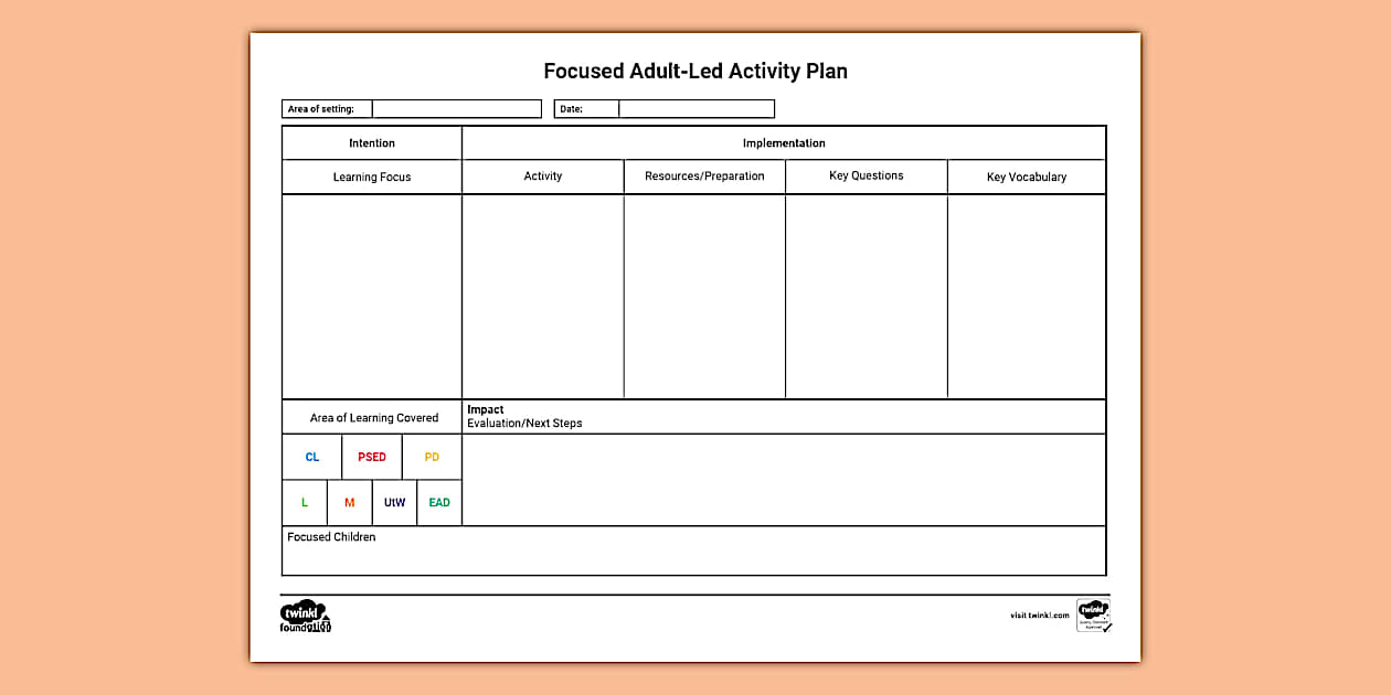 EYFS Focused Adult-Led Activity Planning Template | Twinkl
