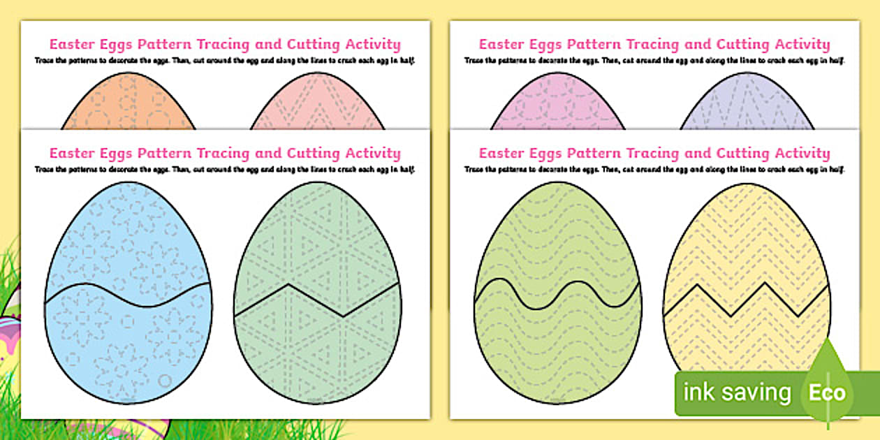 Easter Egg Pattern Tracing and Cutting Skills Activity