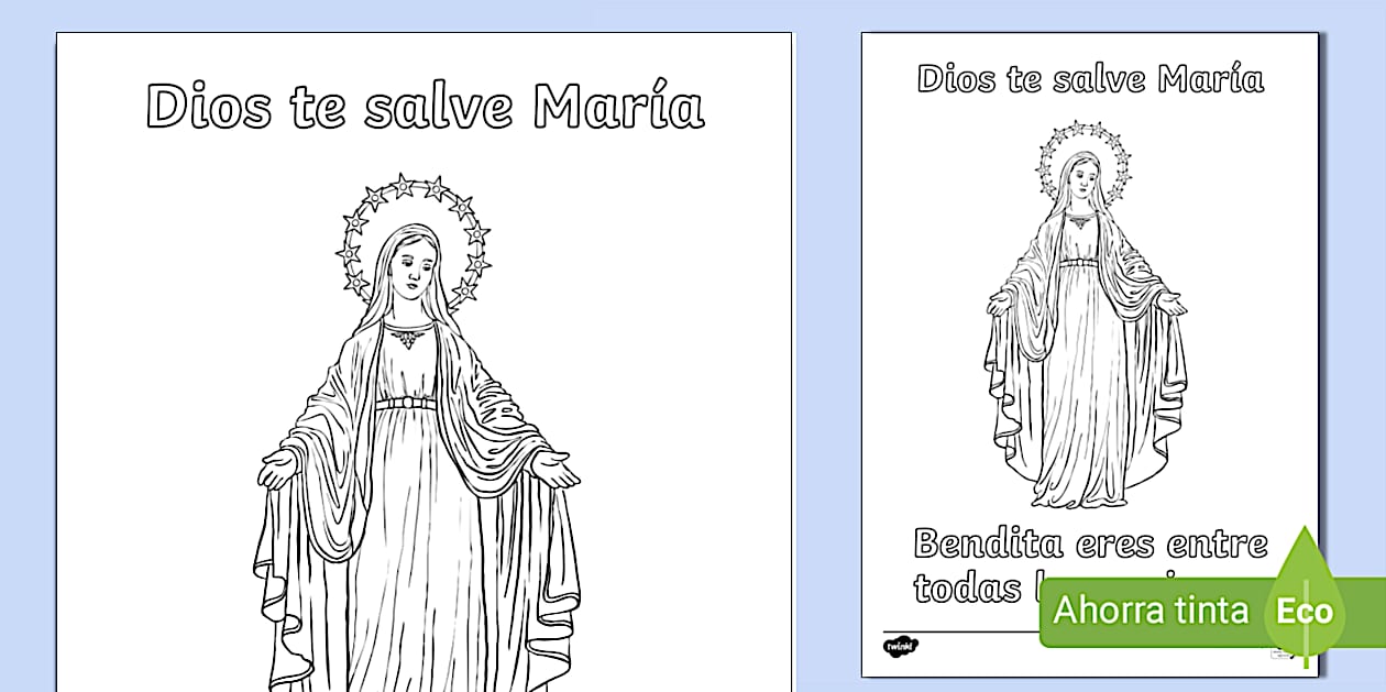 Dios Te Salve Maria Para Colorear - Recurso Imprimible