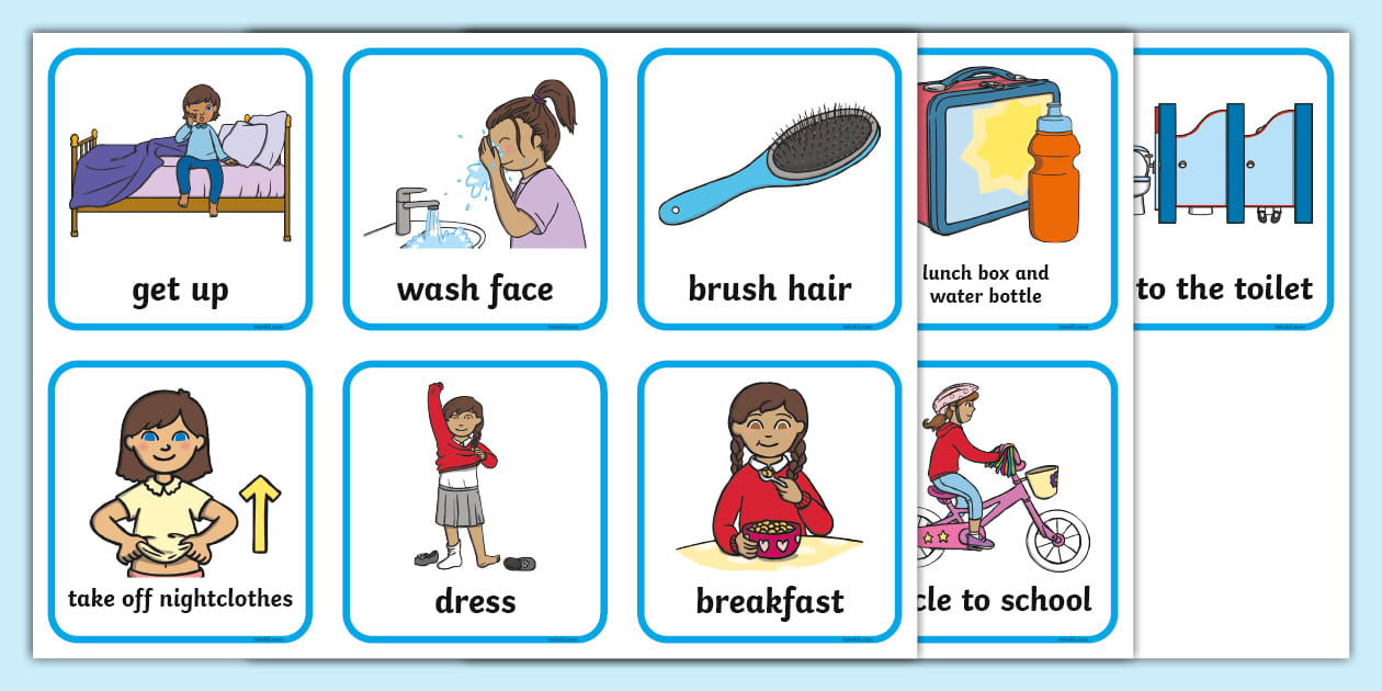 A Getting Ready For School Visual Timetable for Girls